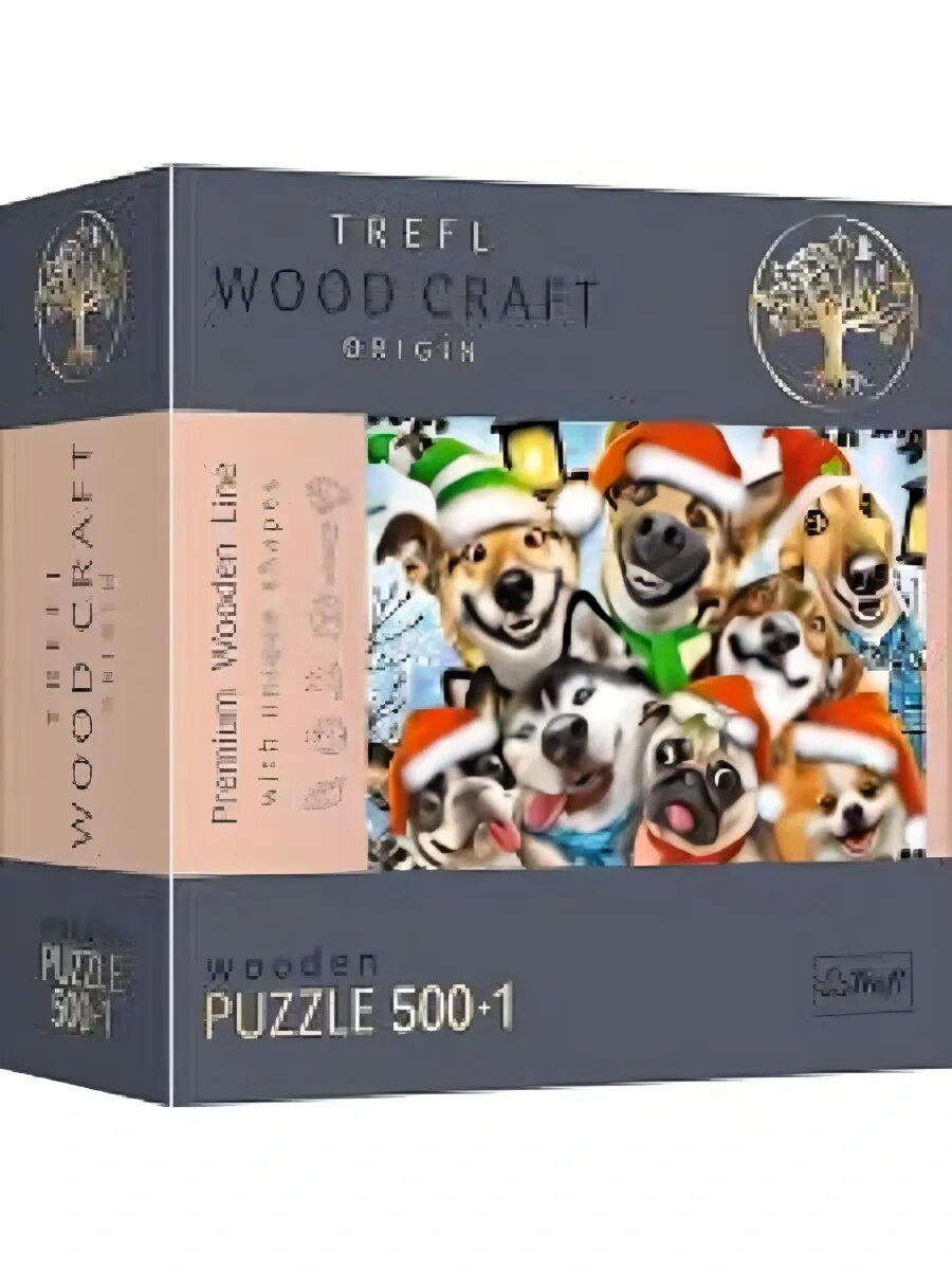 Пазл деревянный "Праздничные собаки ", 500+1 зл
