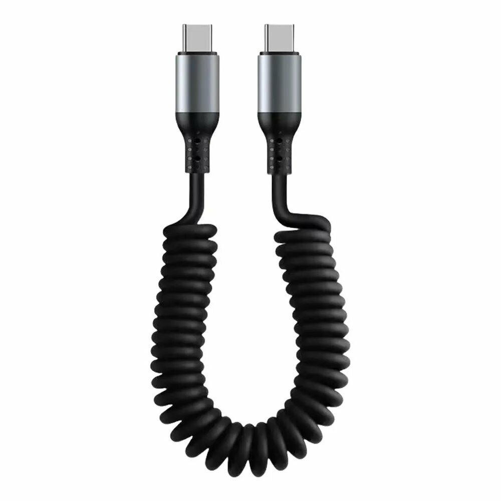 Кабель для быстрой зарядки TYPEC 100W с двойным наконечником, пружинный, автомобильный 6A выдвижной кабель для передачи данных