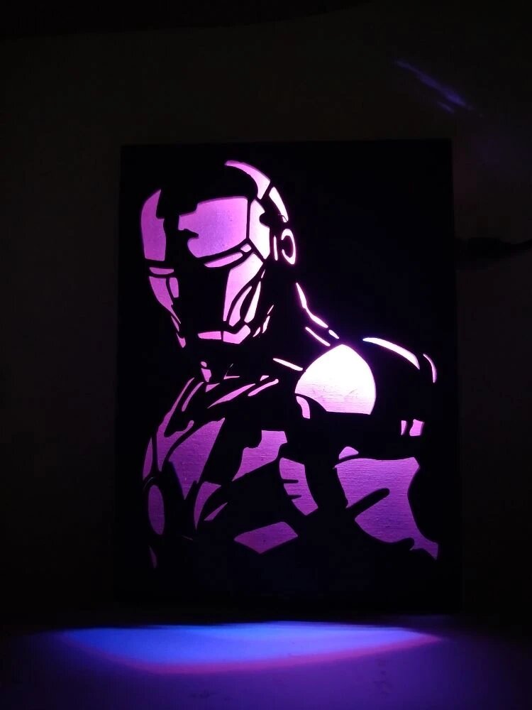 Ночник "Железный человек" с RGB подсветкой 8 цветов ручная работа