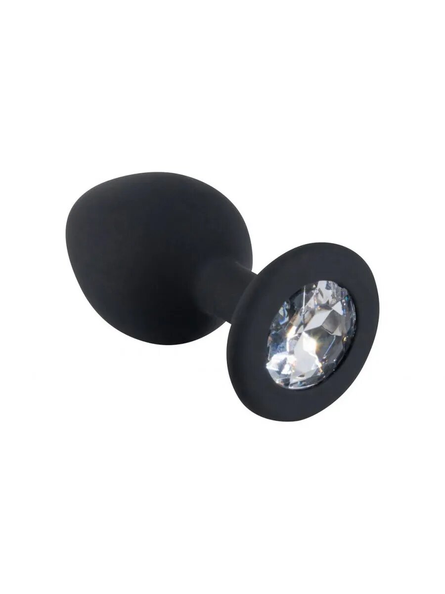 Черная средняя силиконовая пробка с прозрачным кристаллом