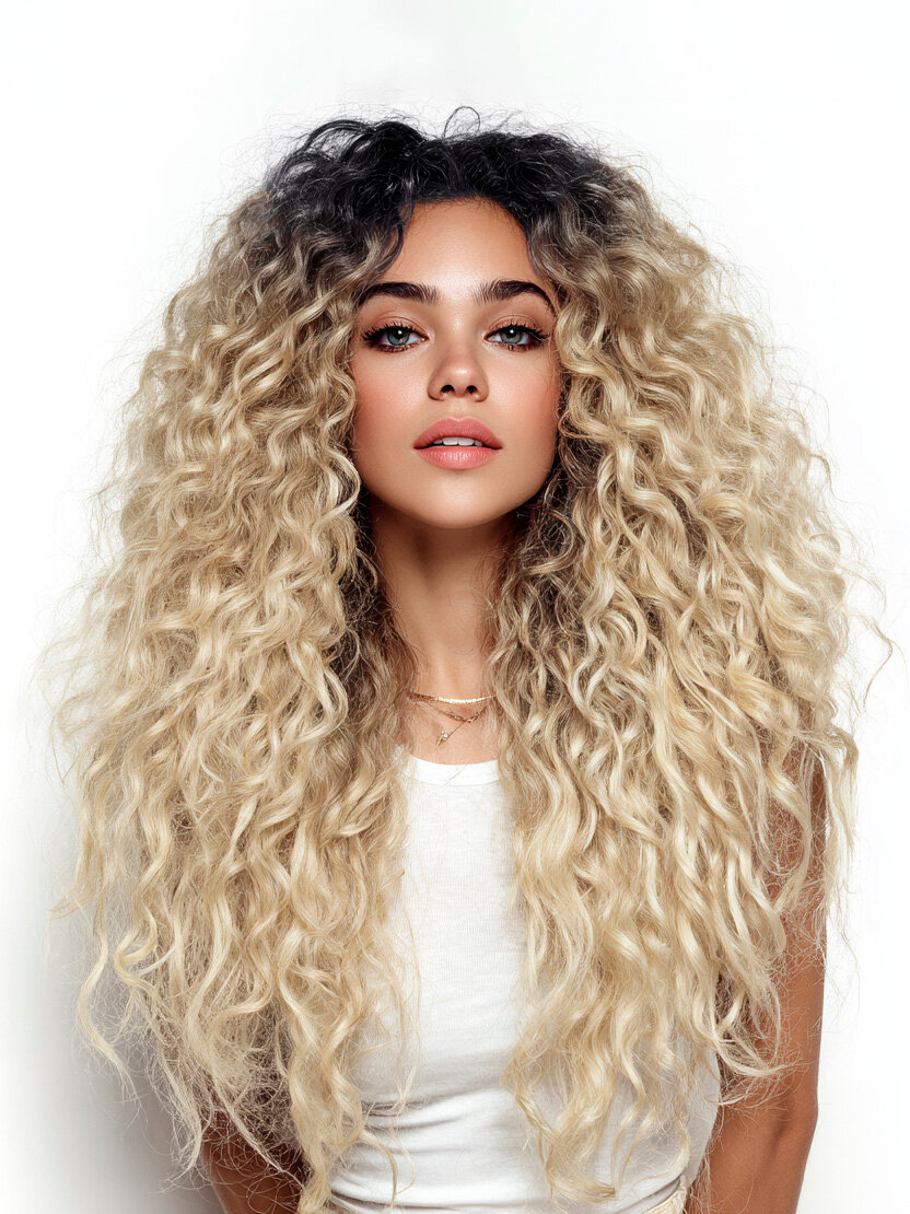 Hairshop Афролоконы1 С/КВ88 70см (Черный с синим подтоном/Блондин)