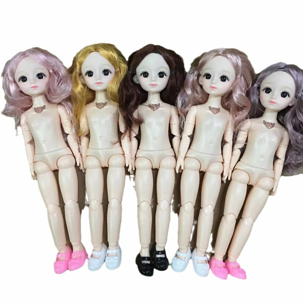 Кукла BJD с подвижным телом, 20 суставов, высота 30 см, голубые глаза, голубые прямые волосы, с обувью, без музыки