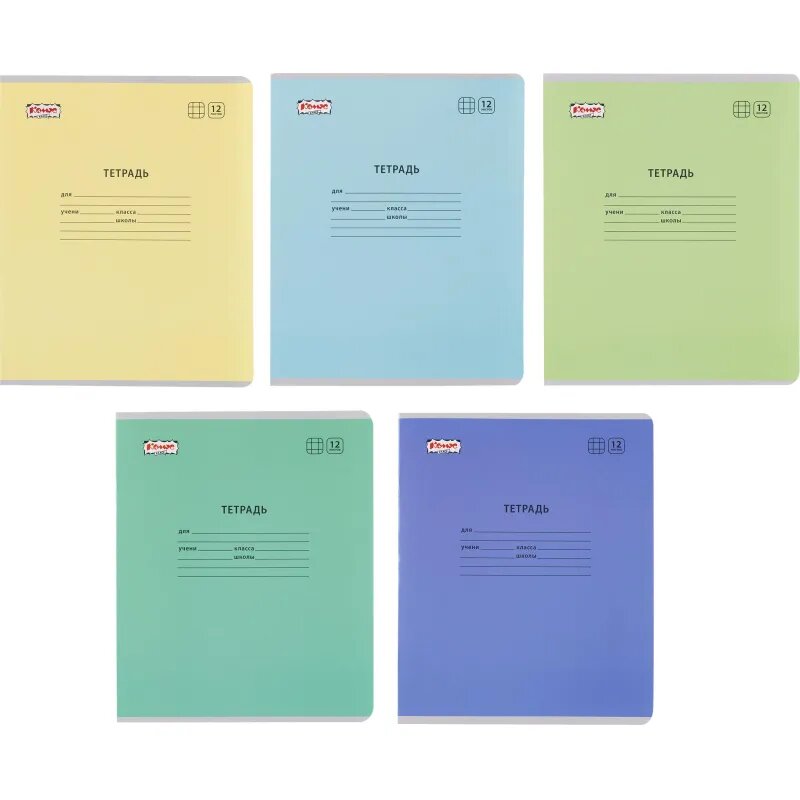 Тетрадь школьная Комус Класс А5 12 л клетка, АССОРТИ-1