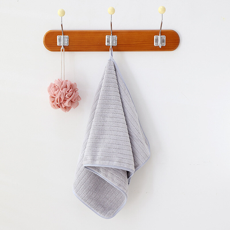 Полосатое Коралловое флисовое полотенце впитывающее простое взрослое мужское и женское полотенце для лица подарок