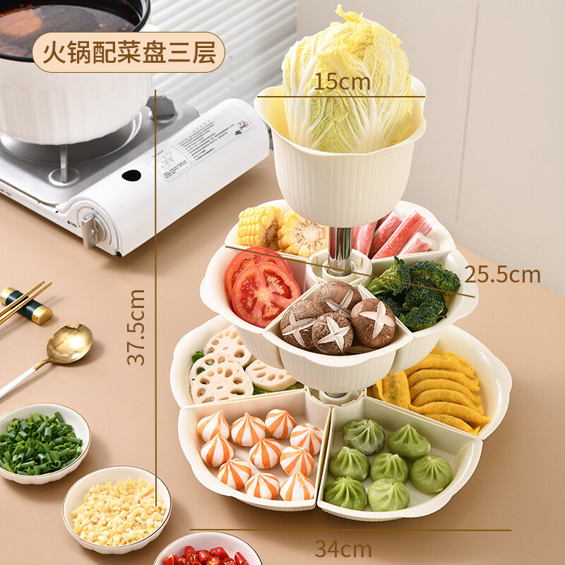 Креативная вращающаяся многослойная тарелка для горячего, домашняя закусочная тарелка для сухофруктов, разделенная пластиковая корзина для овощей с дренажем