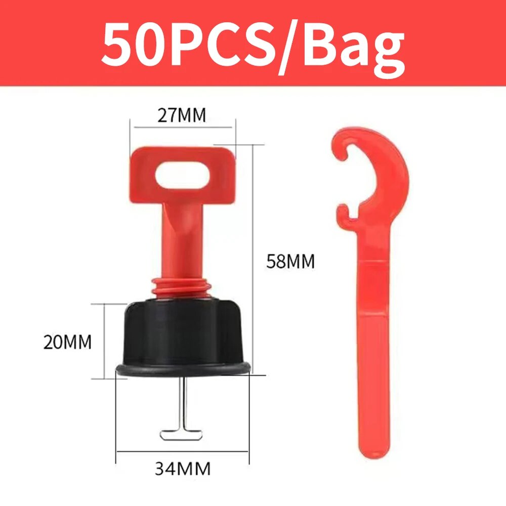 Крепеж для плитки 50шт, 27x34x58мм, красный