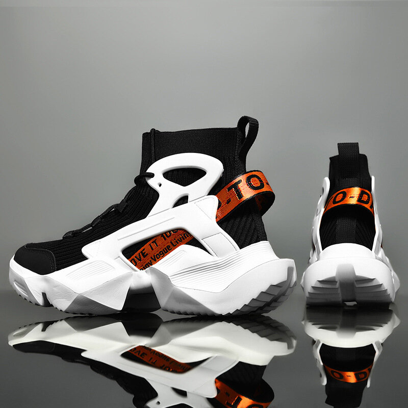 Мужские массивные кроссовки, осень 2025 г, высокие повседневные спортивные кроссовки flyknit, сверхлегкие, большие размеры, мужские, 39-46.