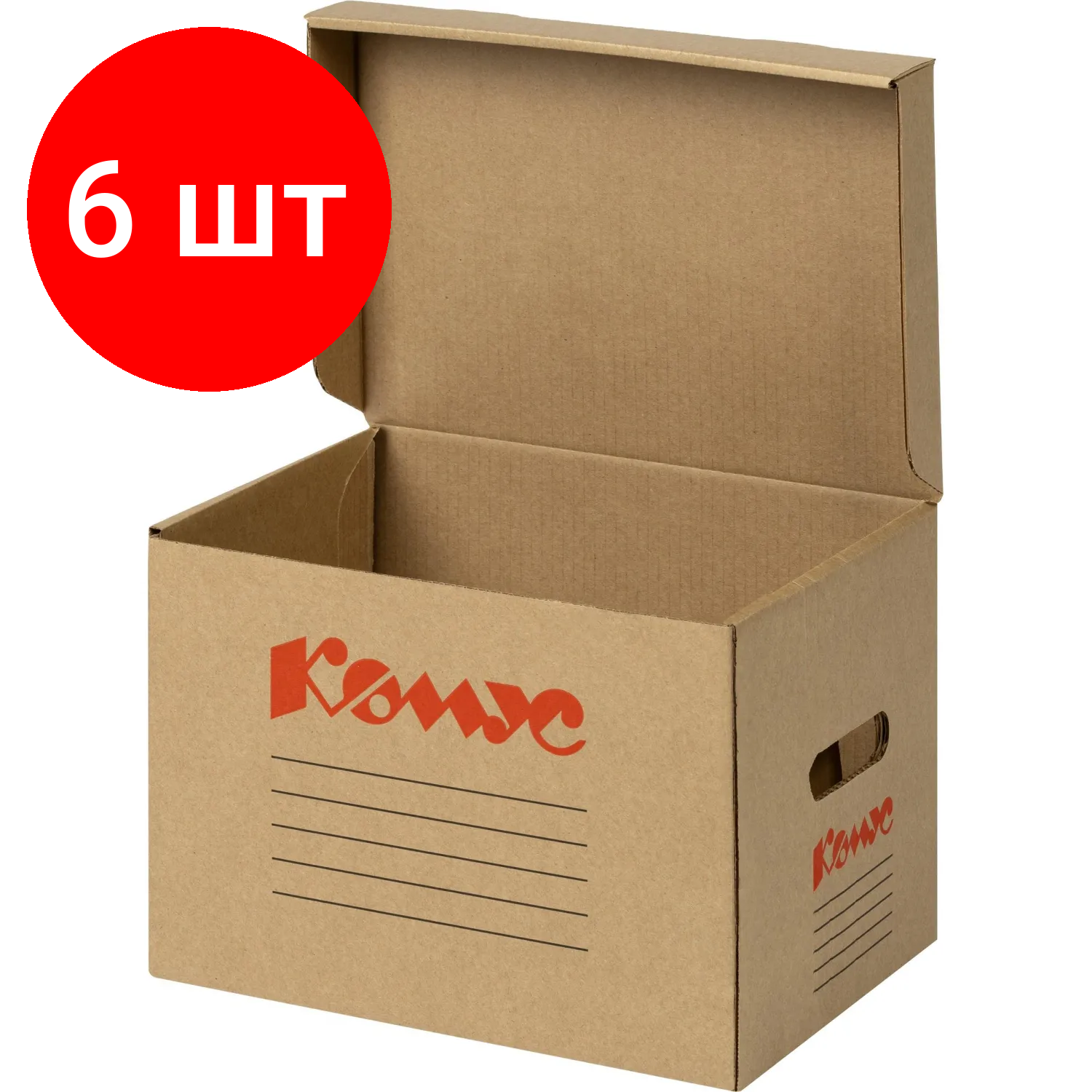 Комплект 6 штук, Короб архивный Делопроизводство Комус 325х235х235, Т24