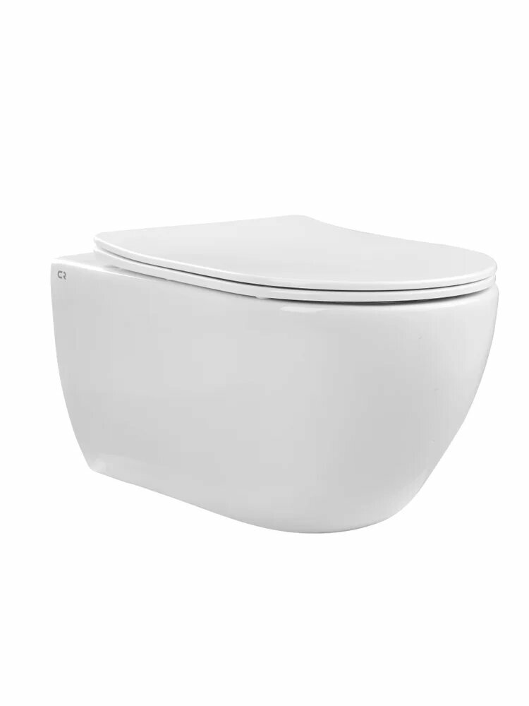 Унитаз подвесной CHARUS Skandenborg EWC700-125W с микролифтом, безободковый, без бачка, фарфоровый, антивсплеск, белый, овальный