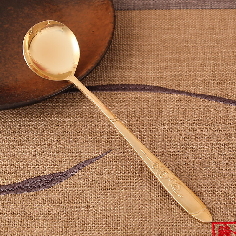 Ложка из чистой меди Домашняя ложка для еды Латунная посуда ручной работы Ложка для западного ресторана Медная детская ложка Основная ложка для еды