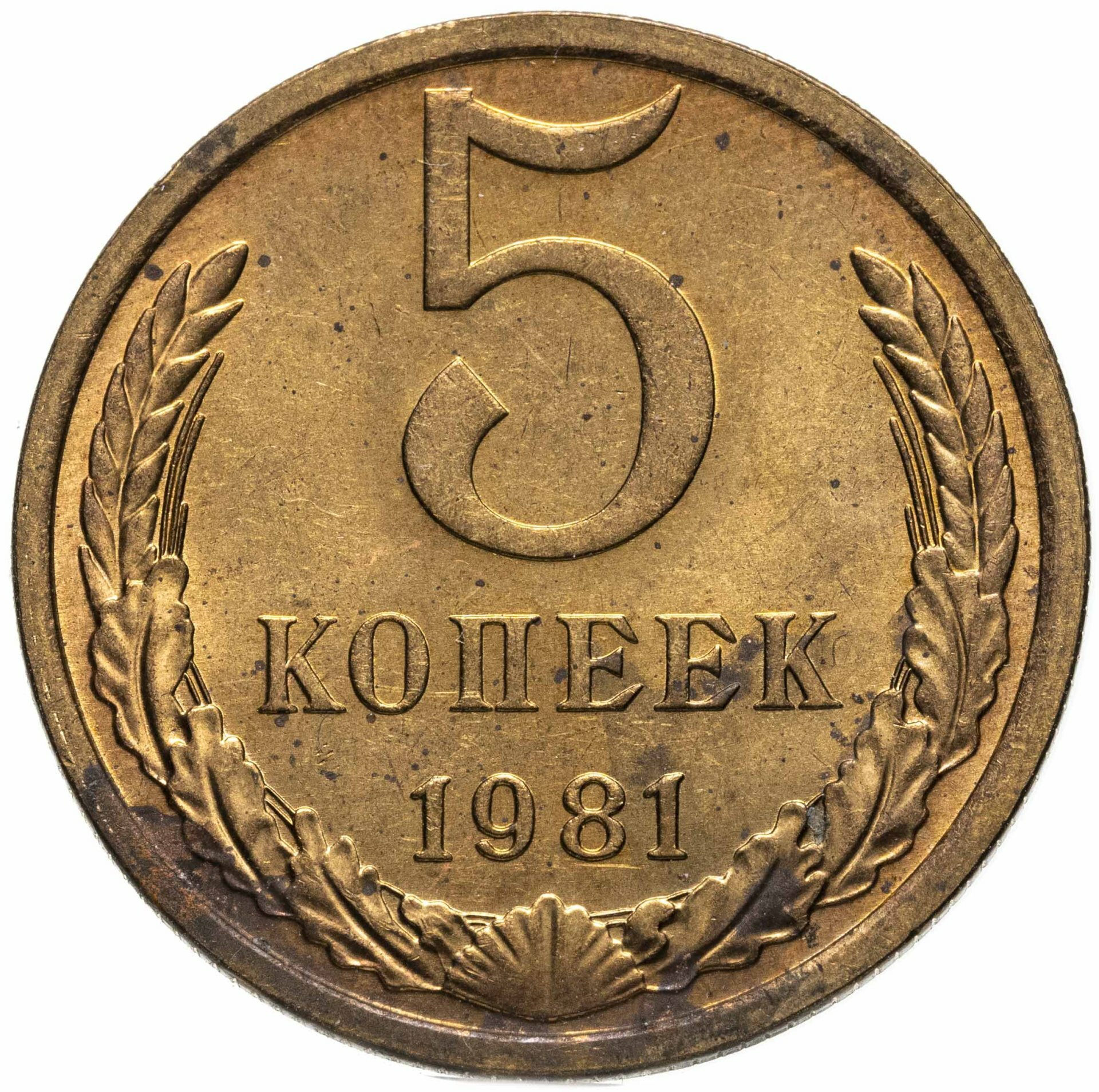 5 копеек 1981, Латунь, в сохранности UNC