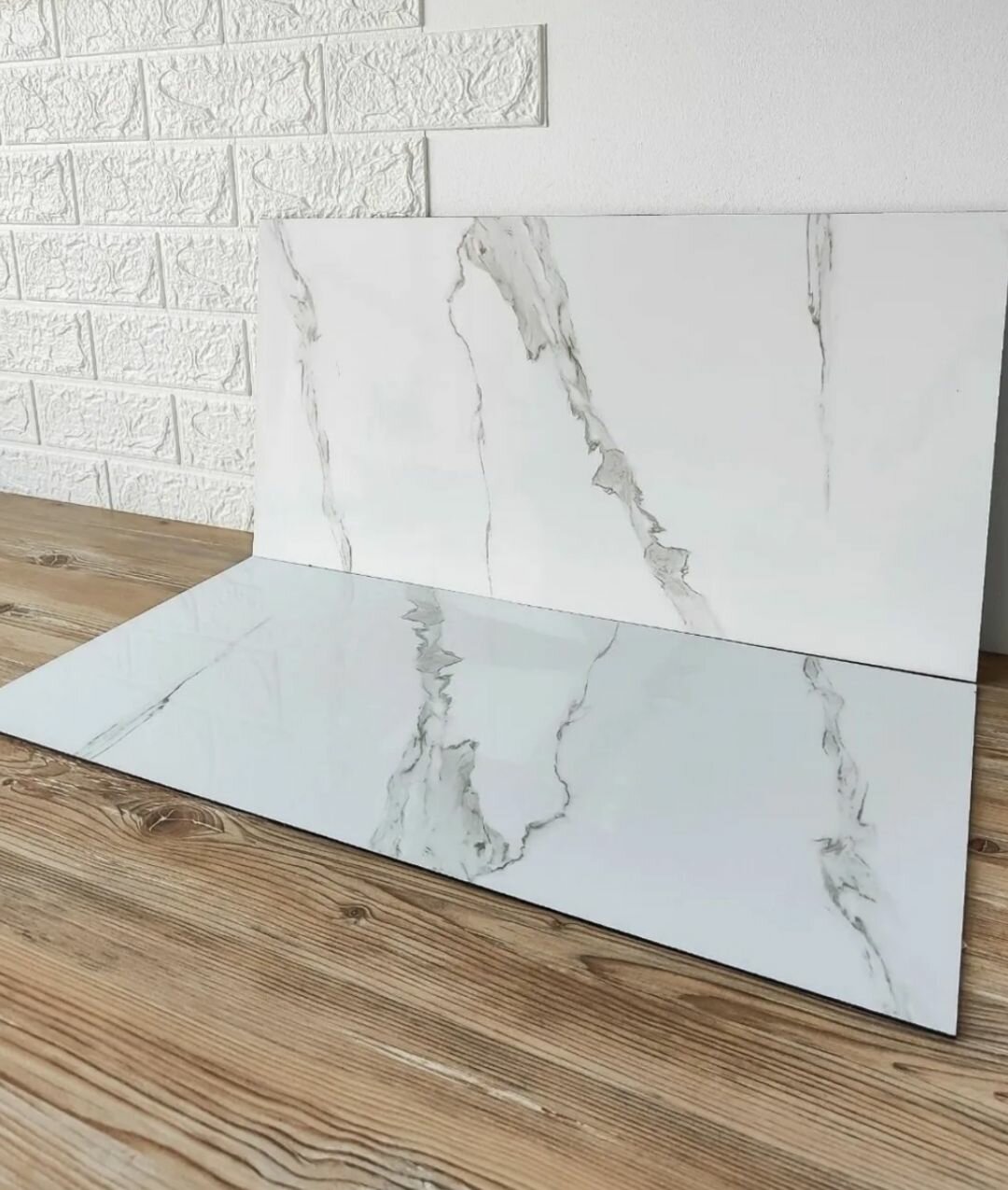 Панель самоклеющаяся 3D "Белый мрамор" серия: классика, 30х60см (6шт в уп.)