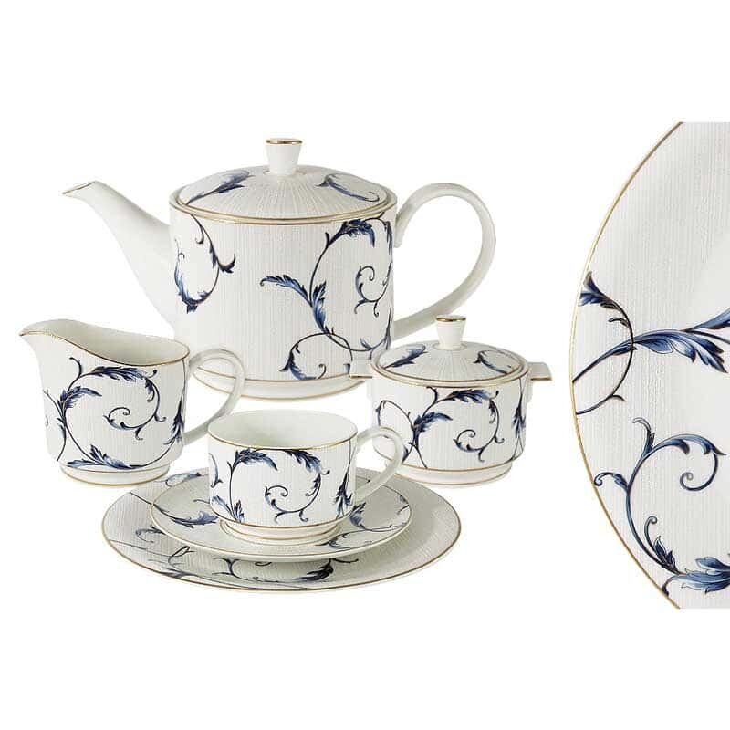 Чайный сервиз "Элегия" (бело-синий) 21пр. на 6 персон. Костяной фарфор. от бренда Anna Lafarg.