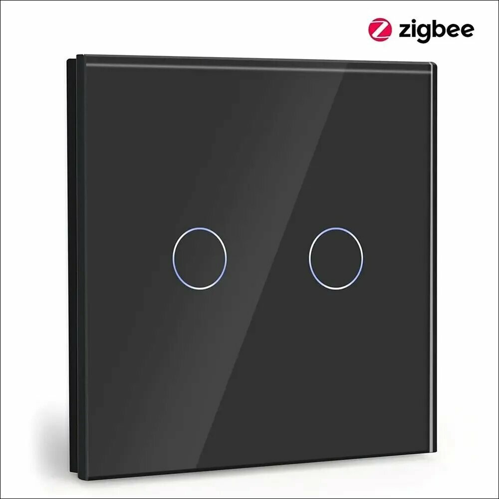Сенсорный выключатель Zigbee одноклавишный, умный выключатель для Алисой, 1 клавиши, без нуля на, работает со шлюзом, панель стекло Черная