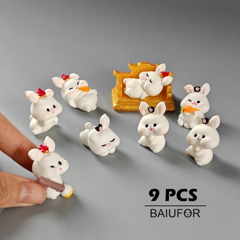 Семейная фигурка лесного кролика, миниатюрное украшение для сказочного сада своими руками, автомобильные аксессуары, новогодние подарки, домашний декор, 6-10 шт.
