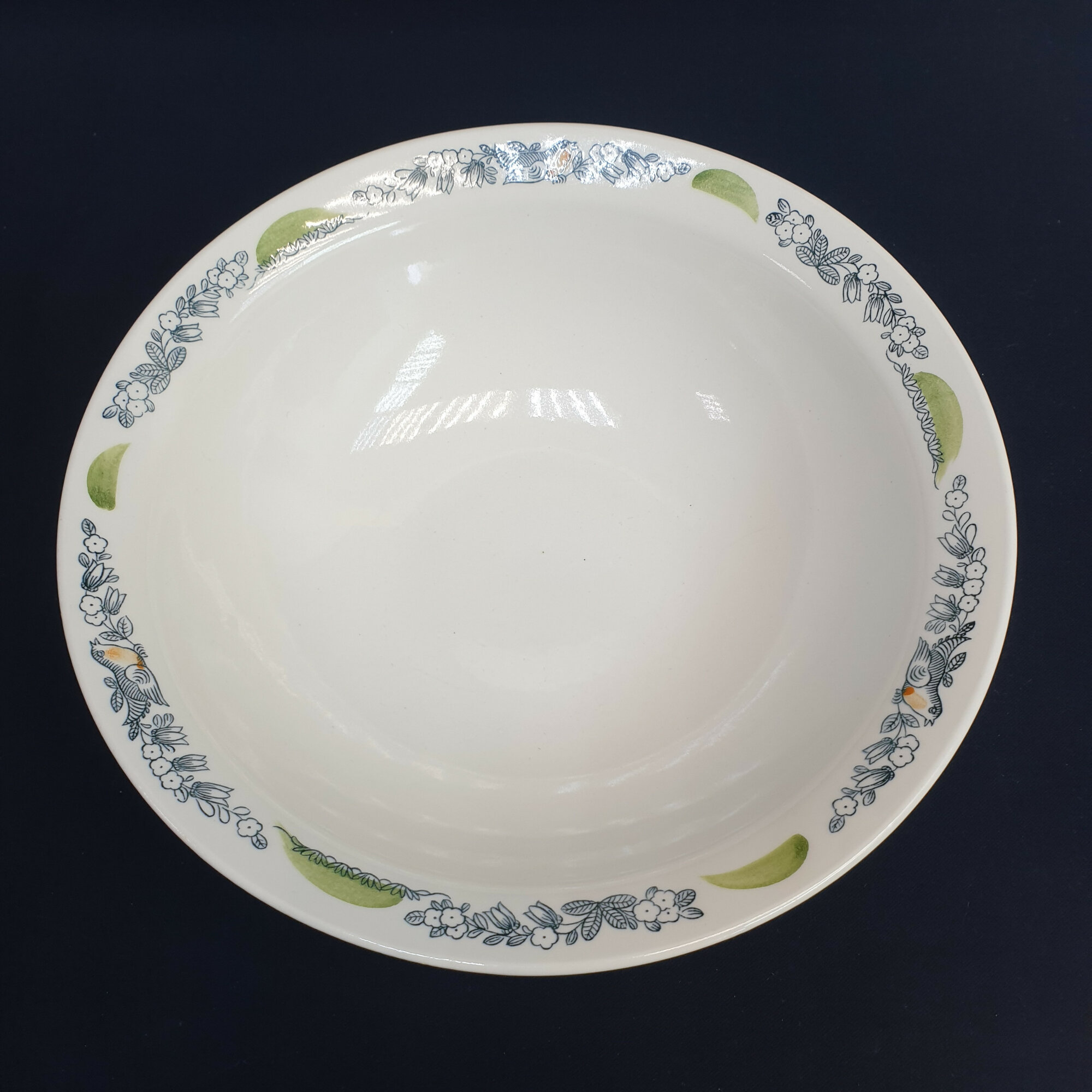 Салатник 1200 мл ЗИК Конакова, фаянс, деколь, роспись. Винтаж СССР