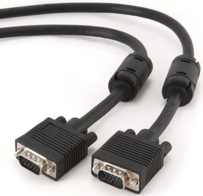 CC-PPVGA-6B Кабель VGA Premium Cablexpert CC-PPVGA-6B, 15M/15M, 1.8м, черный, двойной экран, феррит. кольца, пакет