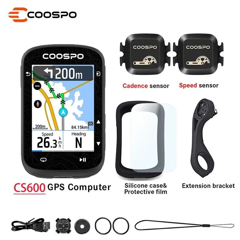 COOSPO CS600 Велосипедный компьютер беспроводный водонепроницаемый IPX7 GPS 2,4 дюймовый ЖК тахометр
