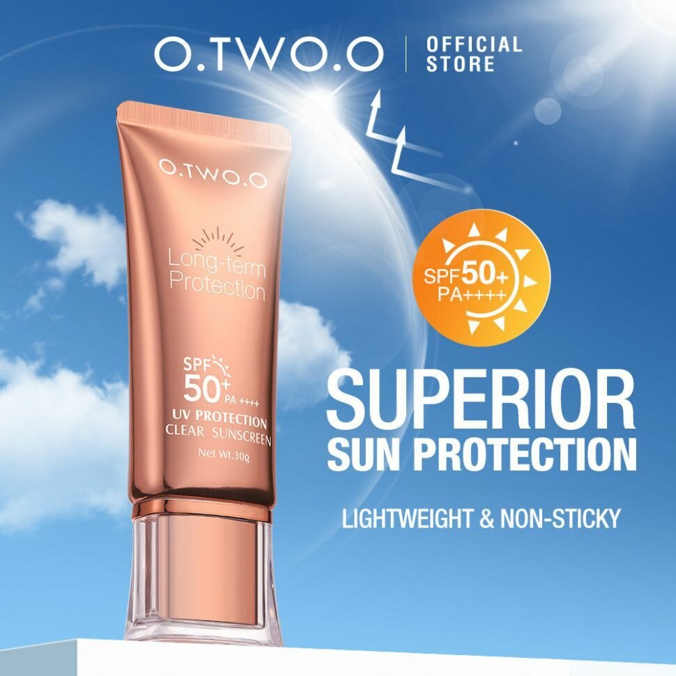 O.TWO.O, Солнцезащитный крем Sunscreen SPF50, Refreshing Oil-Free Formula UV Sun Protection, 30мл