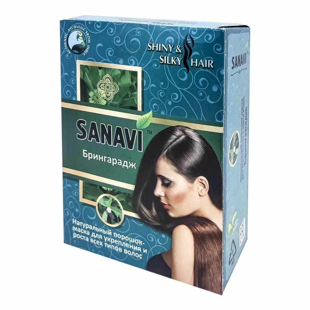 SANAVI Порошок-маска для ухода за волосами брингарадж, 100 г