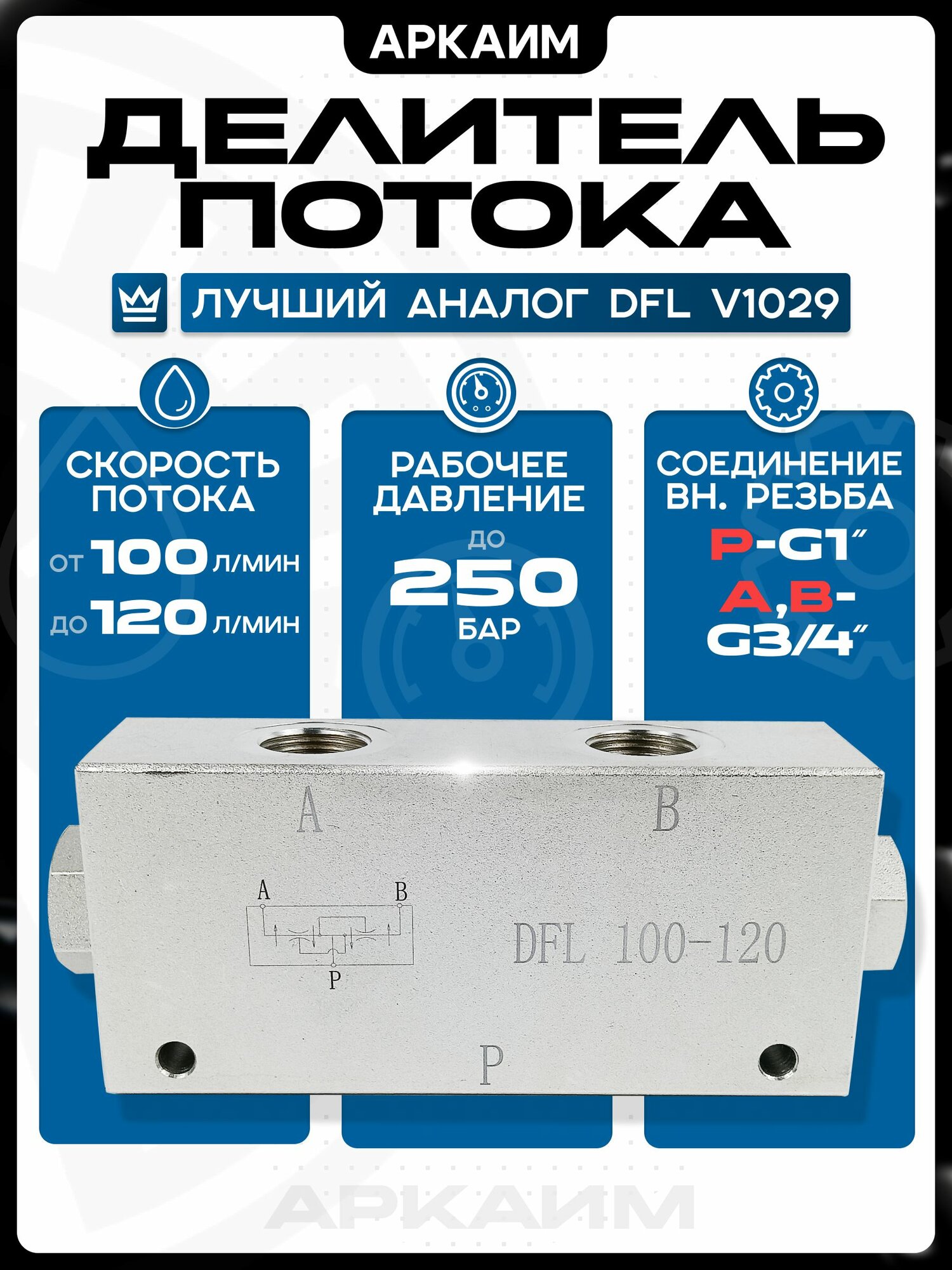 Делитель потока FLJ (DFL) 100-120 л/мин, 300 бар