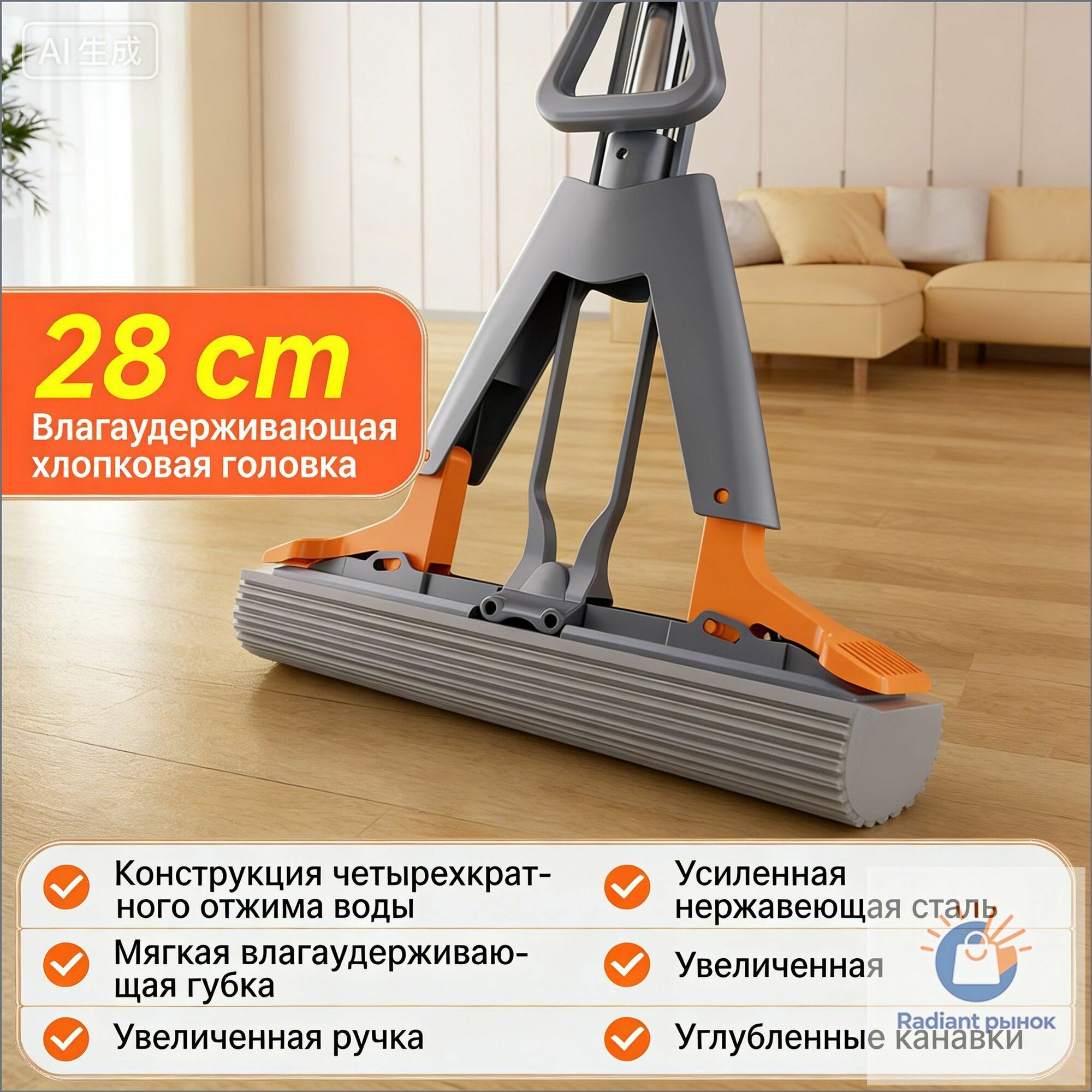 Швабра, длина 107 см — фото 1