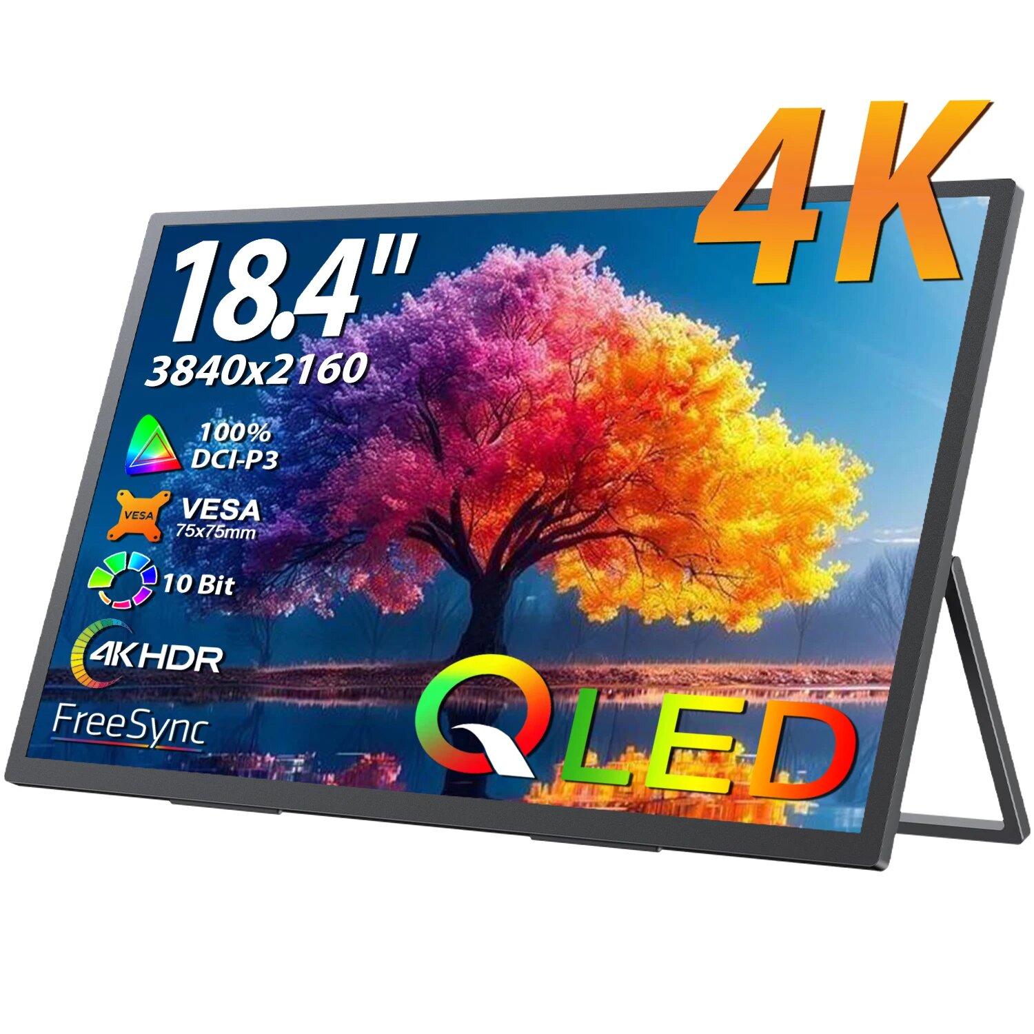 Портативный монитор UPERFECT 18,4 дюйма 4K QLED для игр,'ultра-тонкий расширенный экран для PS5/4 Switch, ноутбуков, ПК, Mac, Xbox