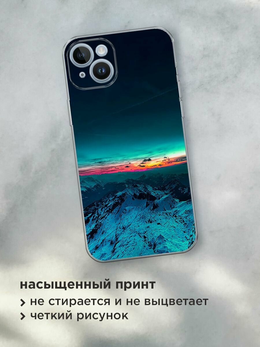 Чехол на Apple iPhone 14 / Айфон 14 с принтом "Закат в горах" — фото 1