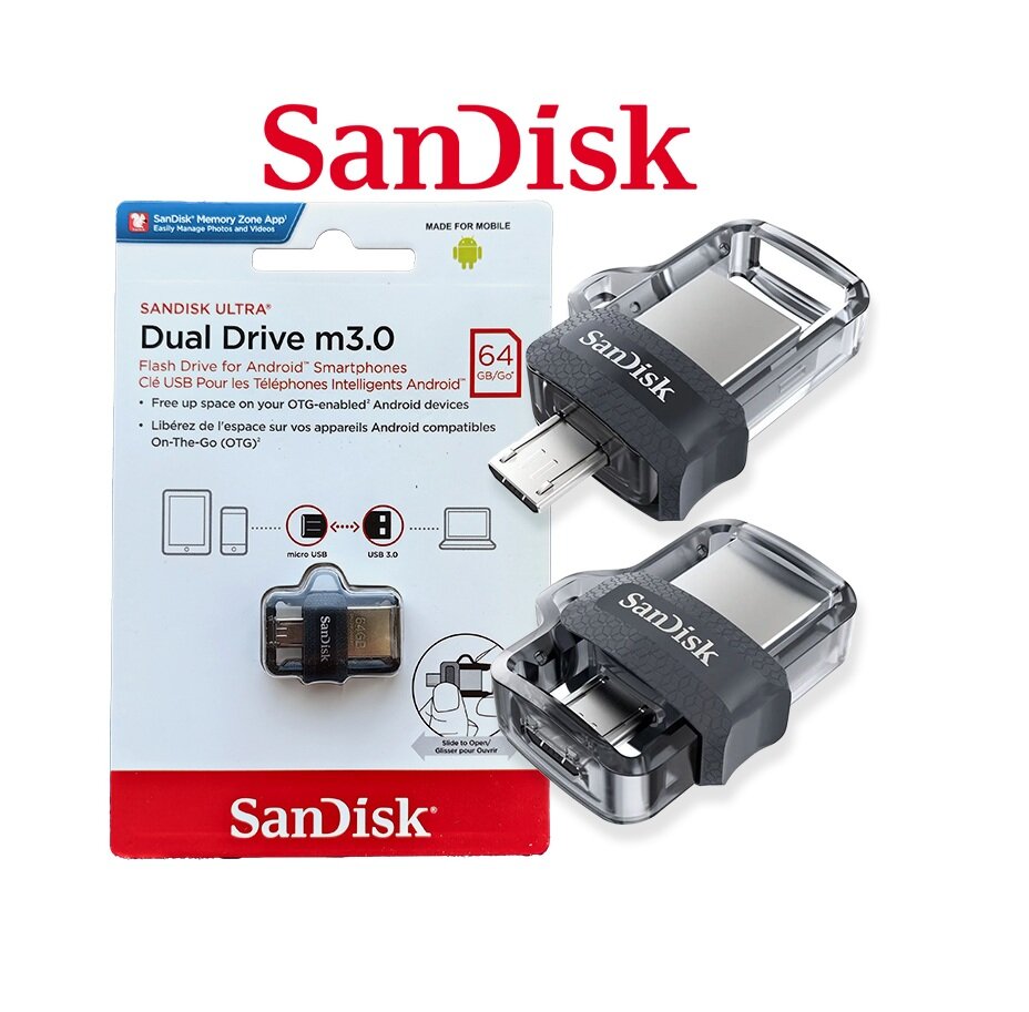 USB Флеш-накопитель Sandisk Ultra Dual Drive USB-microUSB 3.0-64GB (SDDD3-064G-G46)