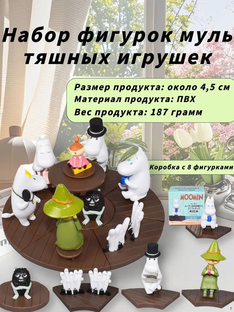 Набор фигурок Муми-тролли 8 шт. Разноцветные Пластизоль 4,5 см
