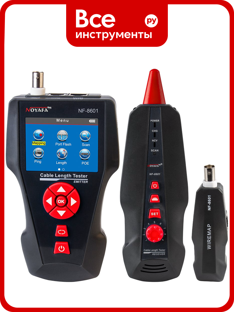Многофункциональный кабельный тестер NOYAFA NF-8601 с прозвонкой и подсветкой дисплея, для коаксиальных кабелей