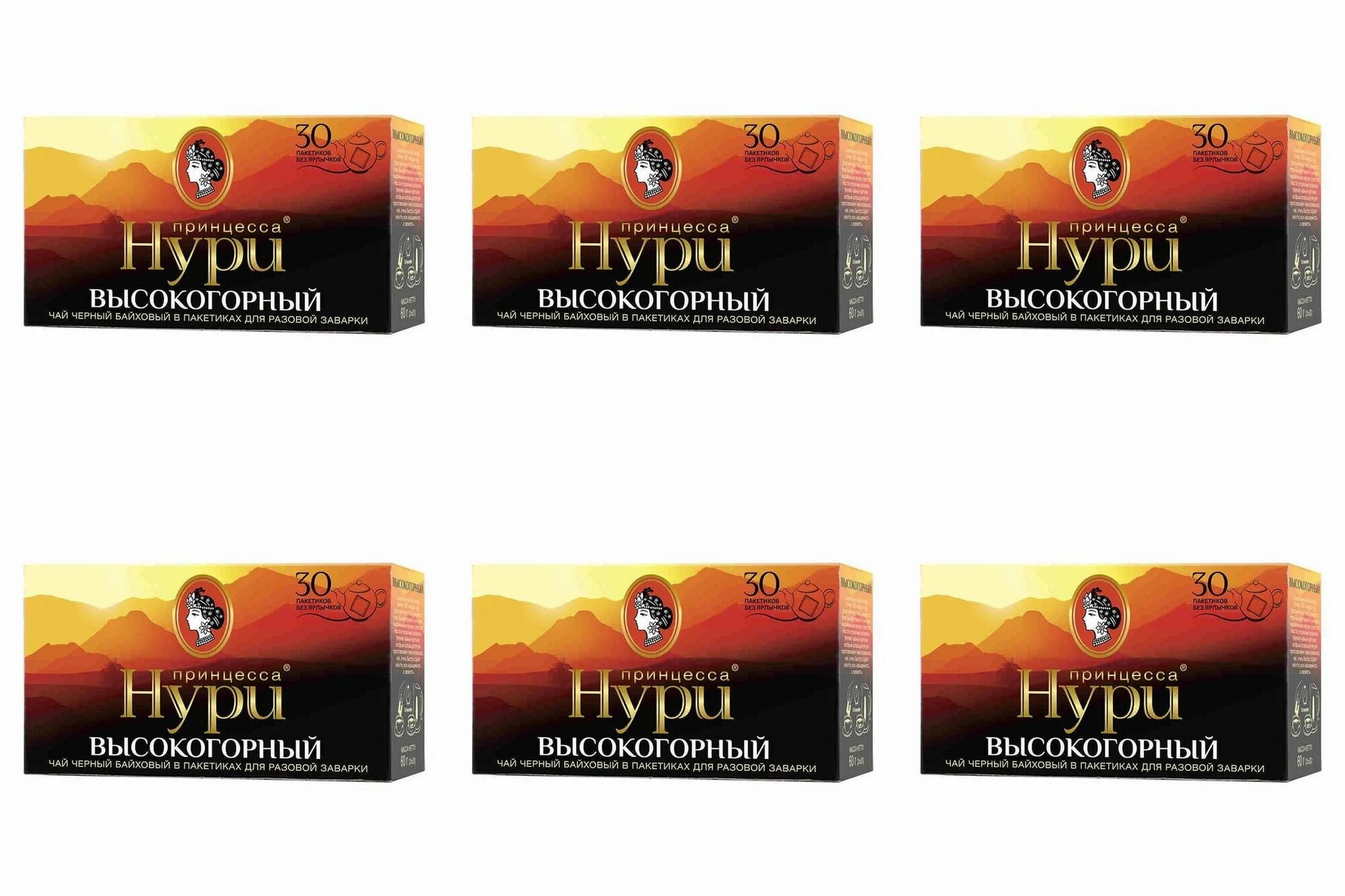 Принцесса Нури чай Высокогорный 30 пакетиков 6 упаковок