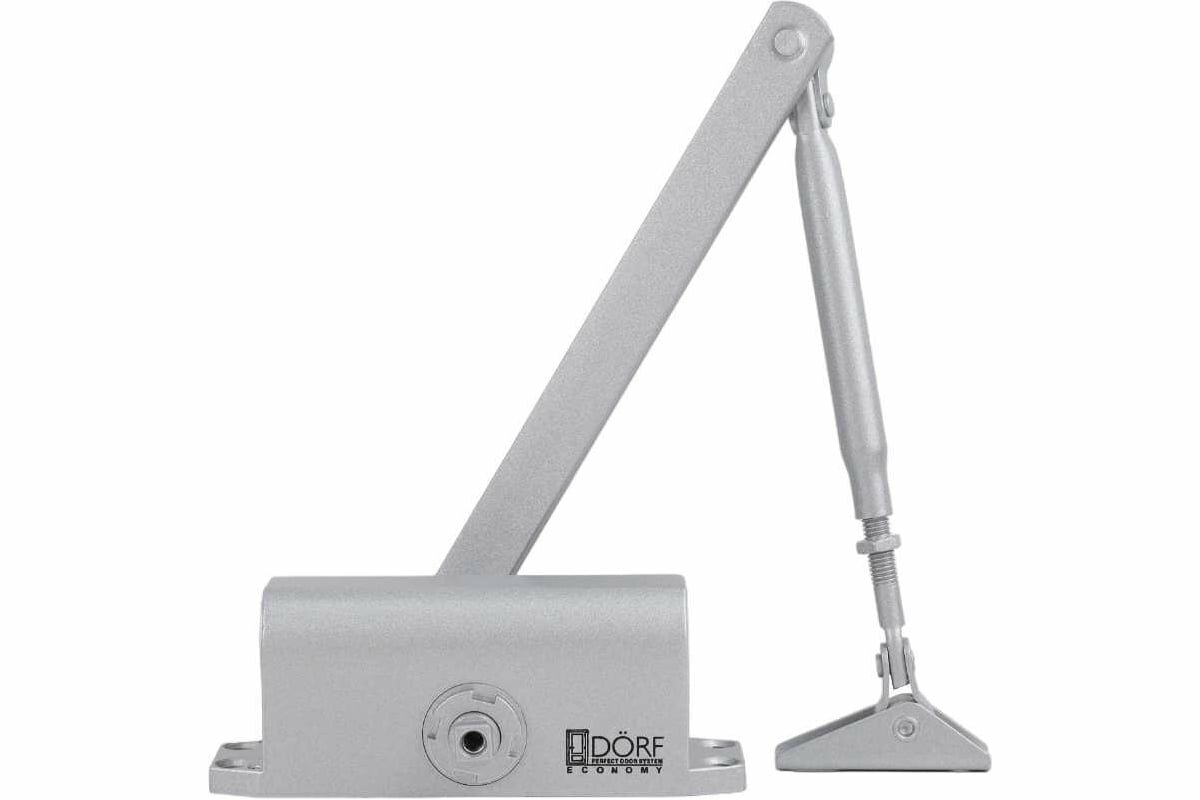 DORF дверной доводчик L-8222 45 кг серебро эко версия, комплект 1 шт для дверей