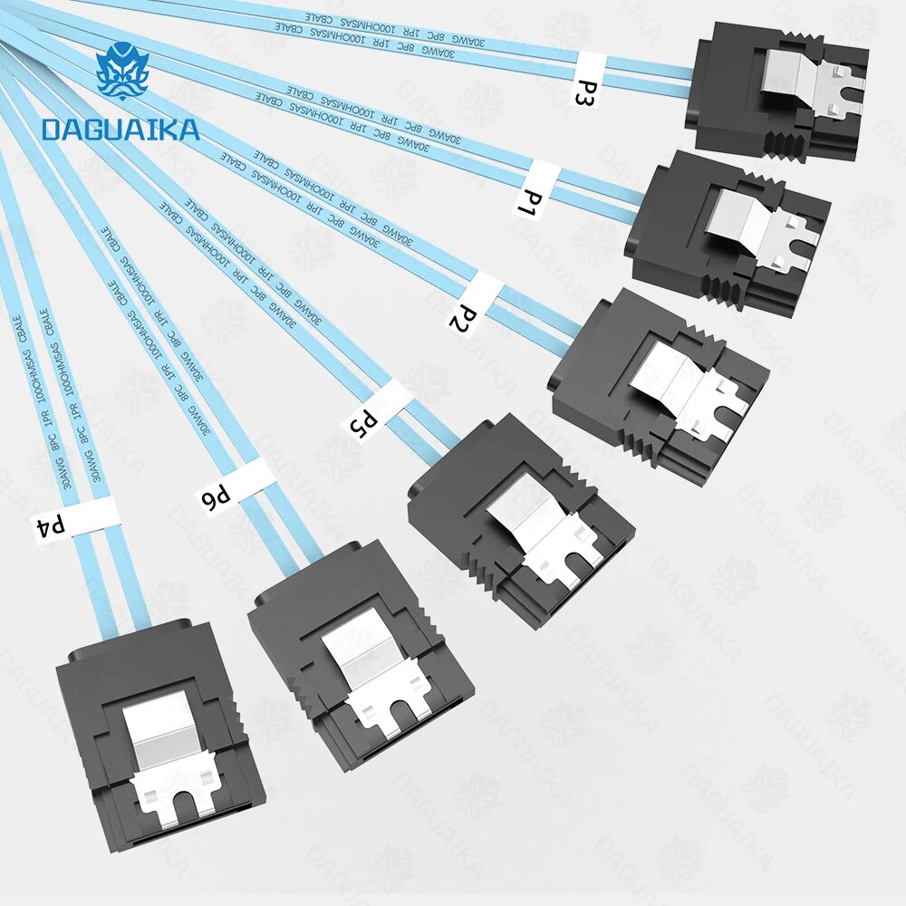 Кабель SATA-III, 6 шт./компл, кабель SATA, 90 градусов, прямоугольный кабель SAS/SATA-6 Гбит/с, замена кабеля для сервер-Raid SDD HDD CD DVD-драйверов 0.5M, 6 SET
