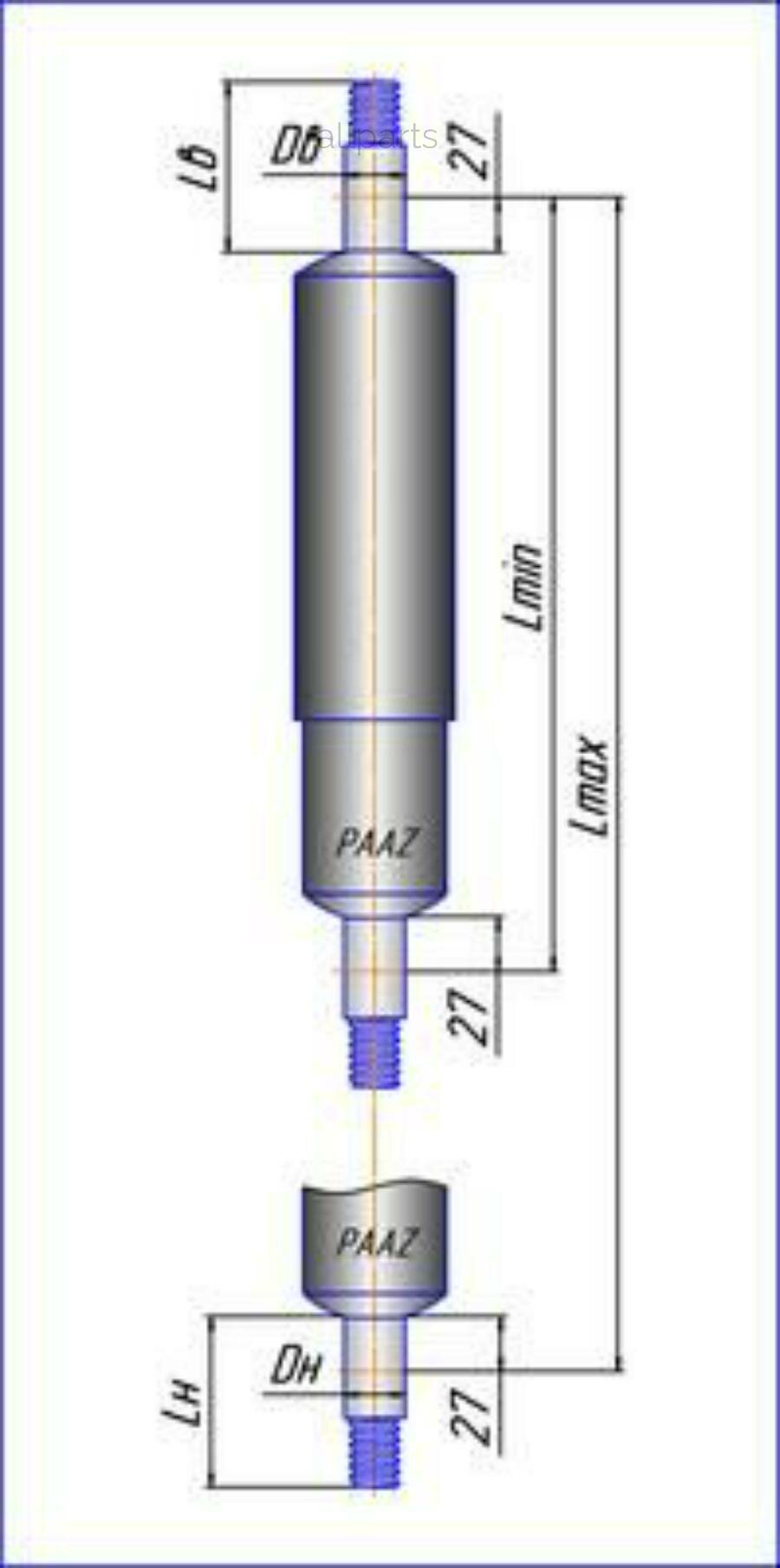 PAAZ P50122905005 амортизатор подвески! 340-515 I/I 26x84 26x92\ МАЗ 203/206