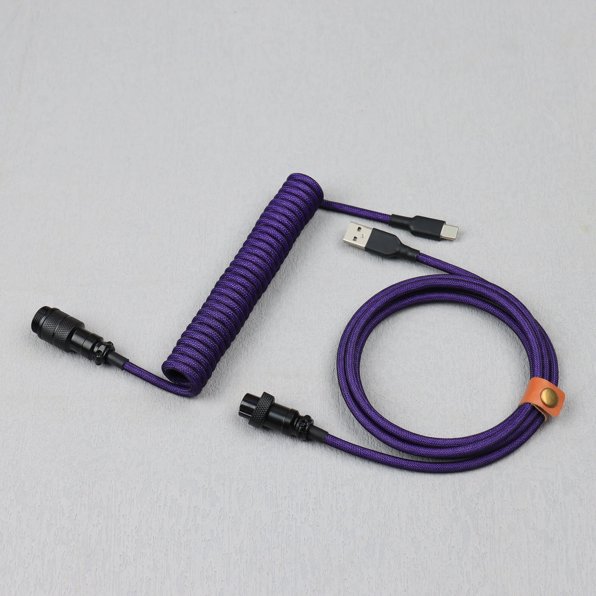 Спиральный авиационный кабель Gx16 USB C LANO для клавиатуры Purple black