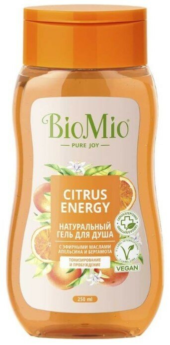 Набор из 3 штук Гель для душа BioMio bio shower gel апельсин и бергамот 250мл