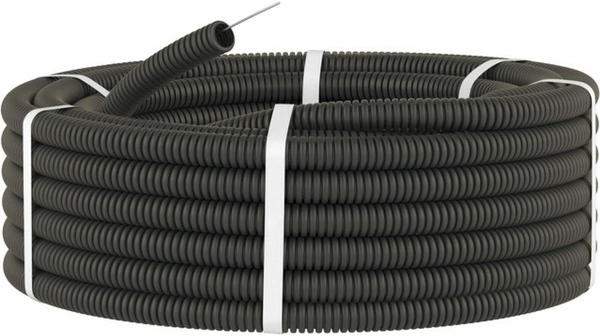 Труба гофрированная ПНД Ф32 (25 м упаковка) чёрная с протяжкой для кабеля