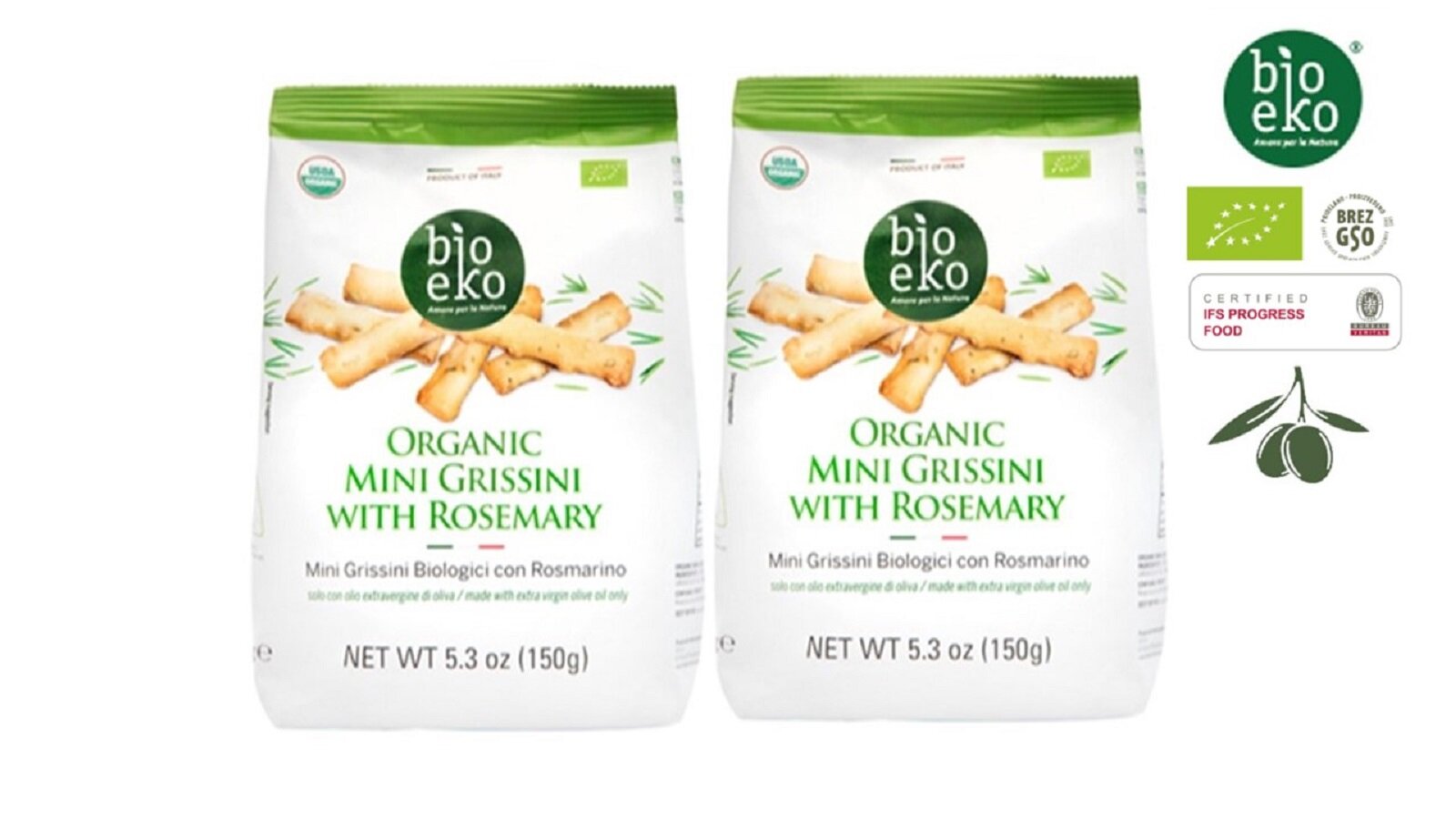 Гриссини мини с розмарином и оливковым маслом био Италия 2х150г