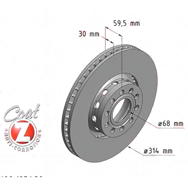 ZIMMERMANN 100.1231.20 (441615301AA) диск торм Audi (Ауди) 100 c4 / s4 / a6 4.2quattro / a8 91- пер вент 314x3