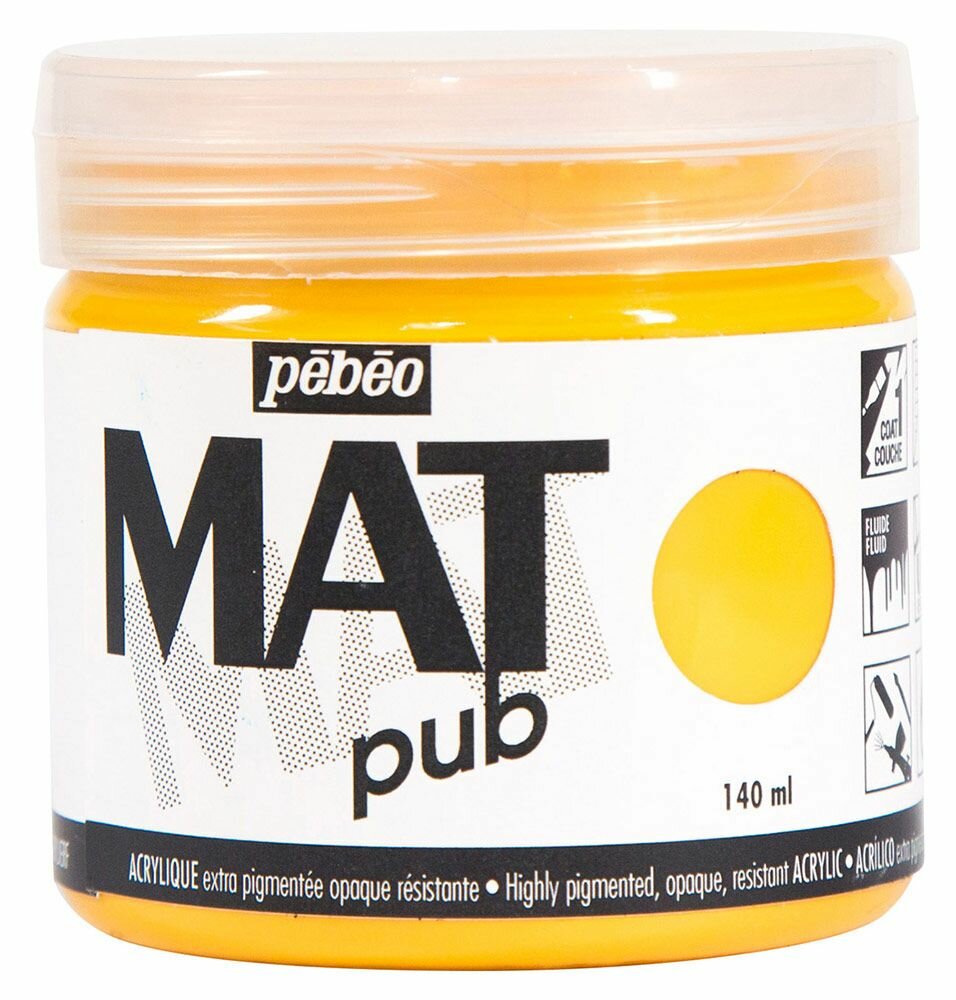 Краски акриловые "PEBEO" экстра матовая Mat Pub №1 140 мл 256003 желтый золотистый