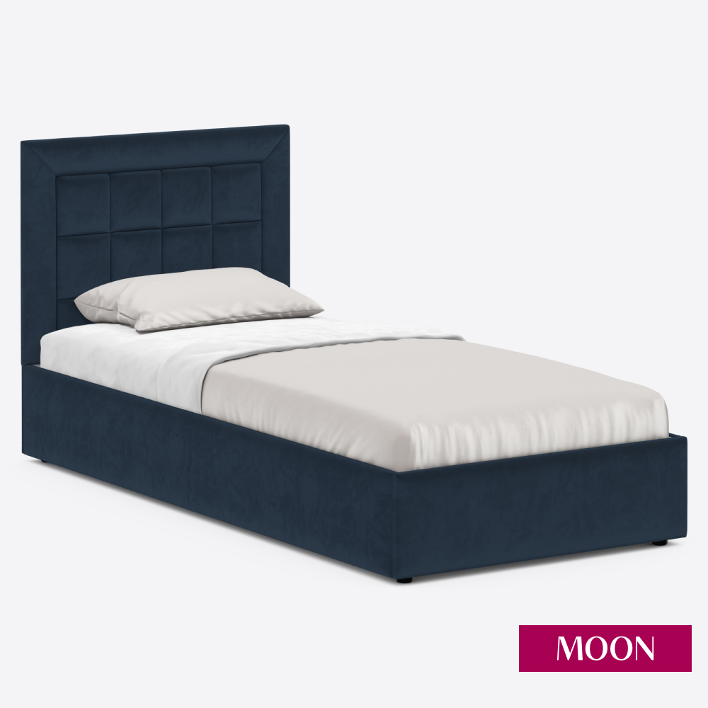 Кровать односпальная с подъемным механизмом, MOON FAMILY 1251, размер 90х200 см, велюр синий. Ортопедическое основание в комплекте