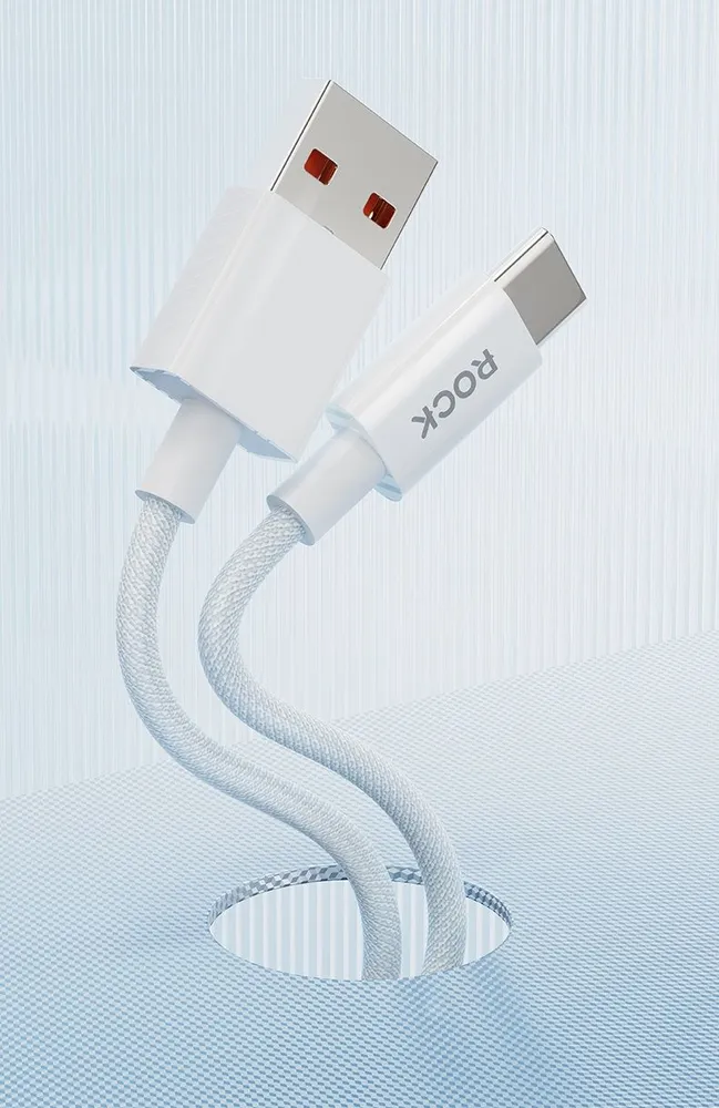 Зарядный кабель с быстрой зарядкой ROCK Z20 Fast Charging USB-A to USB-C Cable белый