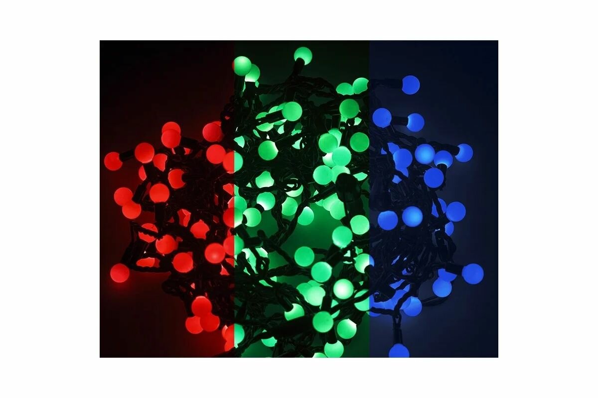 Гирлянда Мультишарики 23 мм, Neon-Night 10м, 80 LED RGB, черный ПВХ, IP65 303-5199