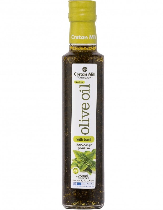 Масло CRETAN MILL оливковое E.V. с базиликом /стекло/ 250мл
