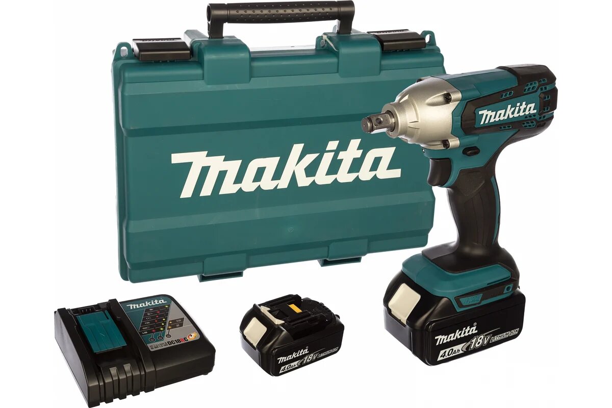 Аккумуляторный ударный гайковерт Makita DTW190RME 190нм, 1/2, 2 акб LXT 18 Вольт 4Ач, кейс, бирюзовый