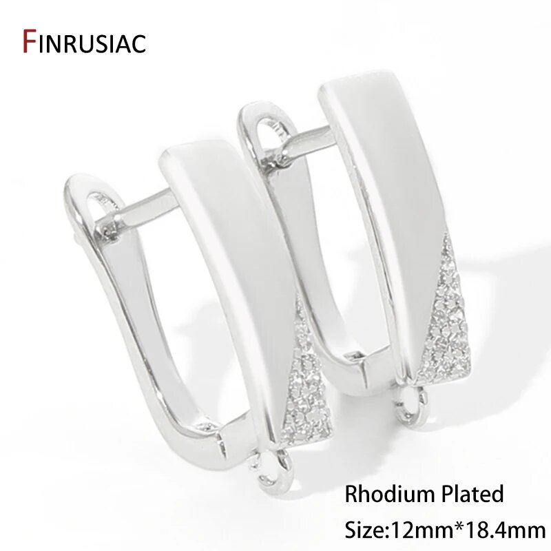 Серьги-крючки FINRUSIAC, Rhodium Plated, 12x18.4 мм