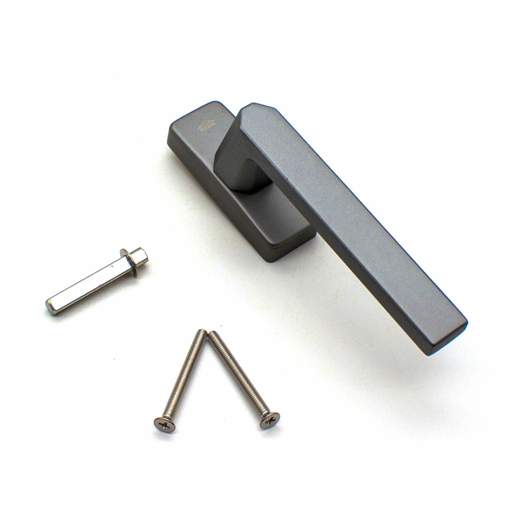 Ручка оконная TODN со встроенным детским замком, квадратный стержень 7*40 мм, цвет серебристый