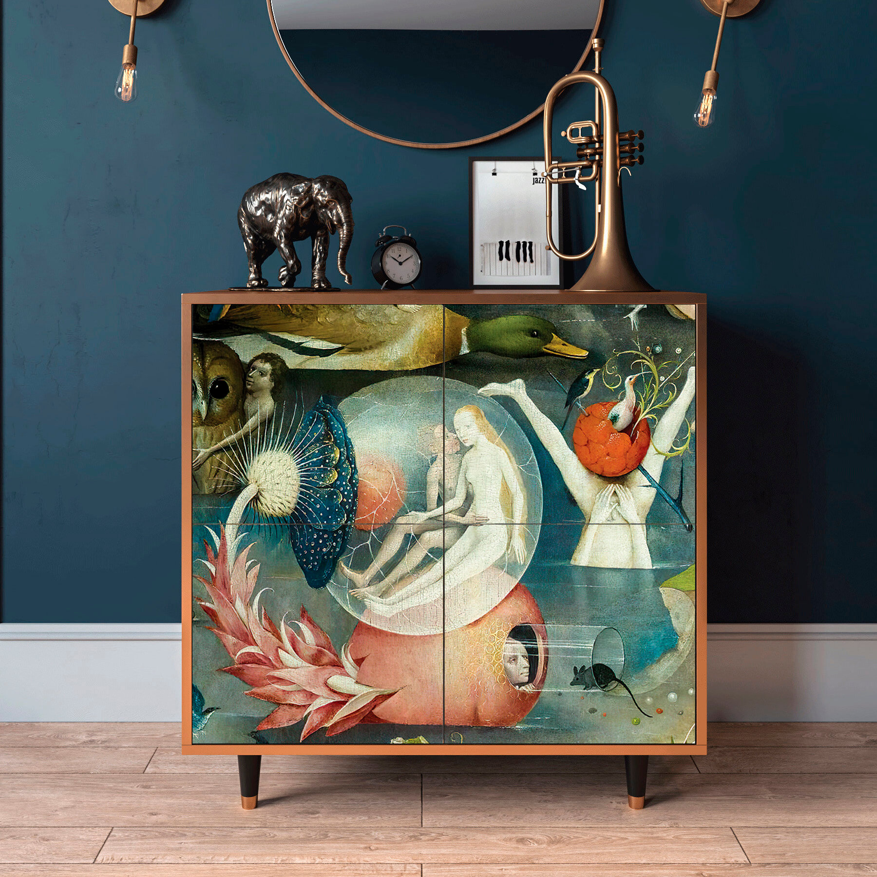 Комод - STORYZ - BS3 The Garden Of by Hieronymus Bosch, Размер - 94 x 96 x 48 см, Цвет корпуса - Орех