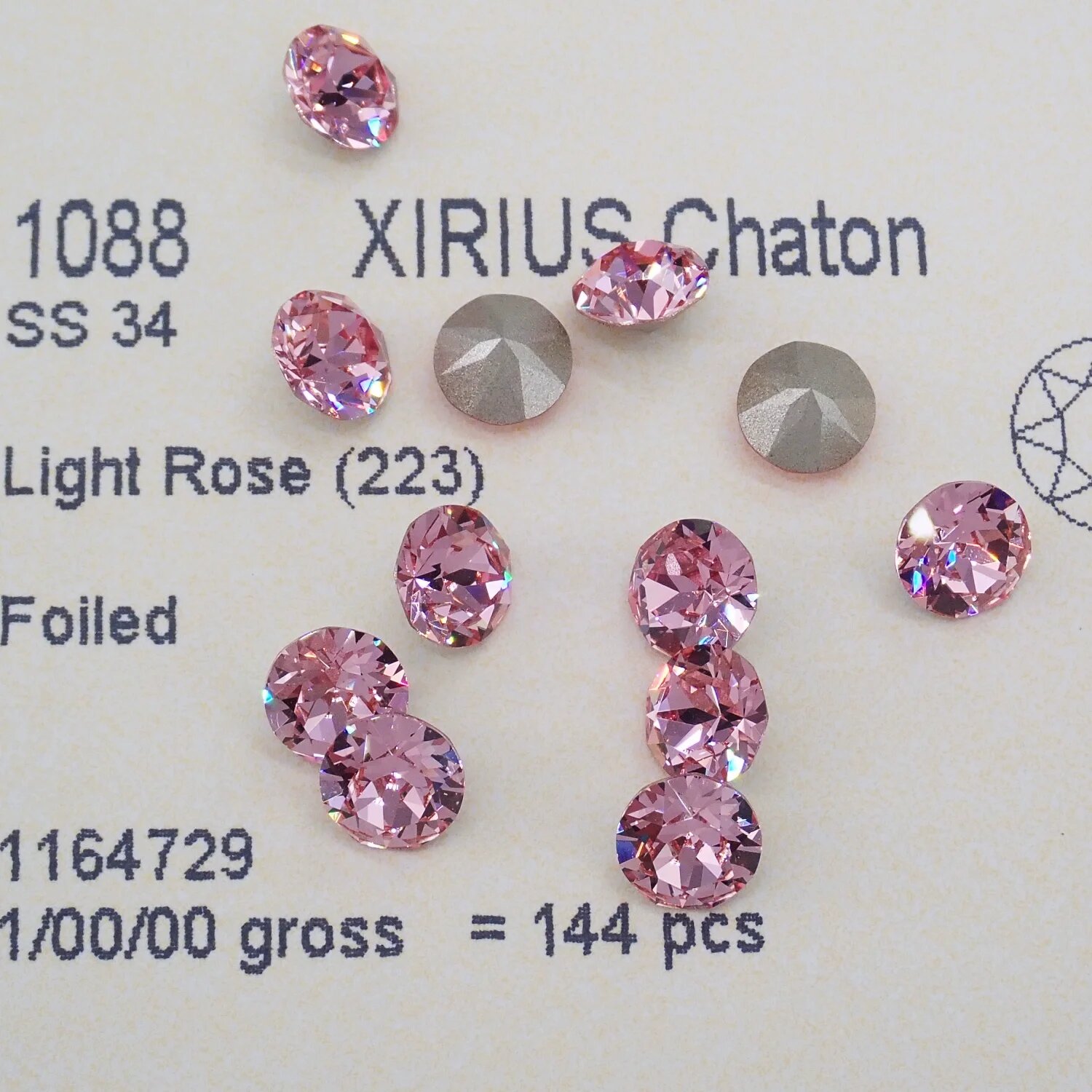 Кристаллы Swarovski XIRIUS Chaton Light Rose 223, SS39, розовый